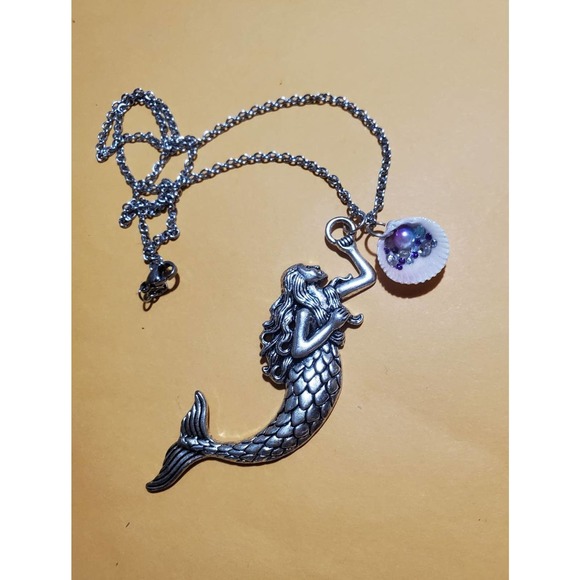 Handmade | Jewelry | Handmade Mermaid Necklace Jeweled Shell Sea Witch ...